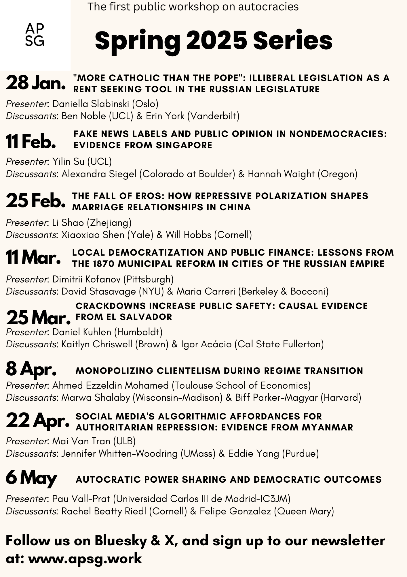 Schedule Spring 2025 – Authoritarian Political Systems Group